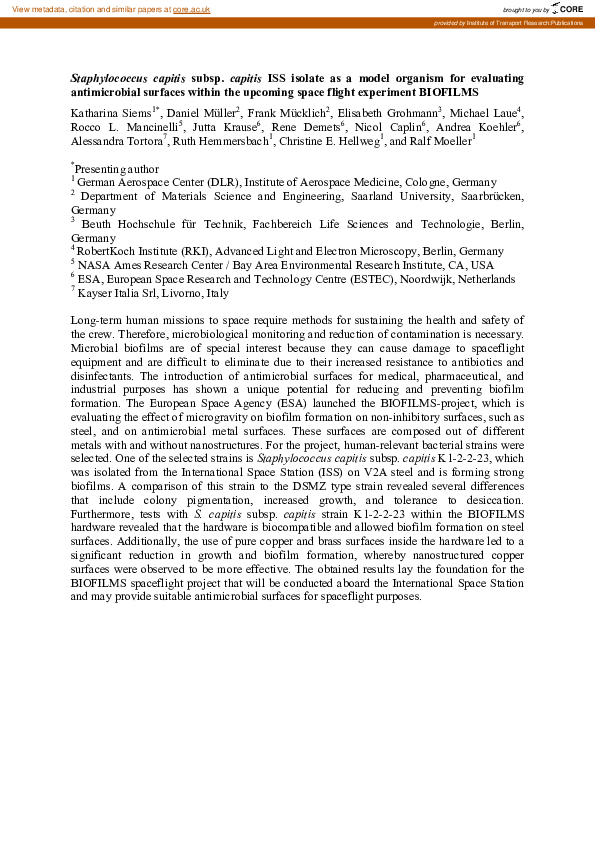 (PDF) Staphylococcus capitis subsp. capitis ISS isolate as a model ...
