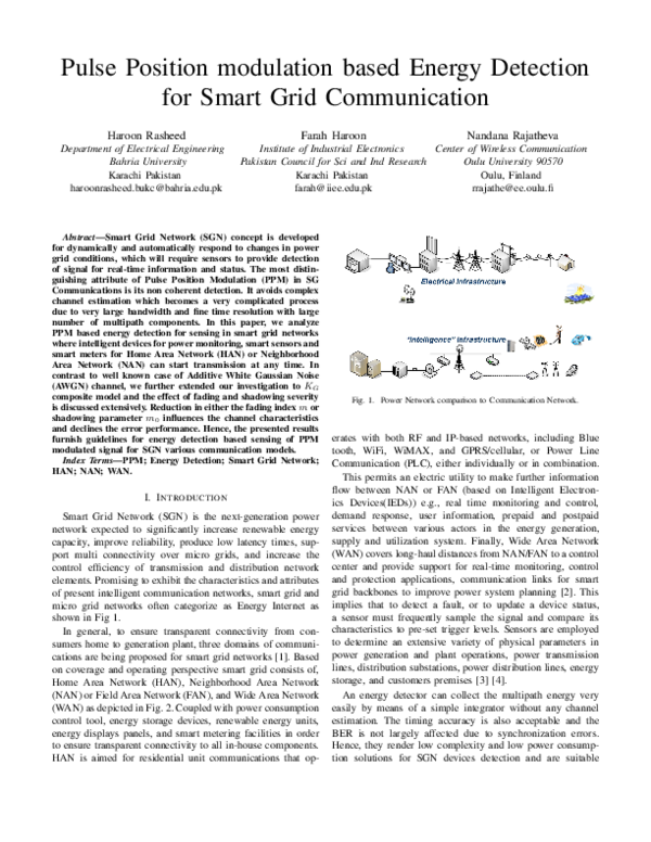 (PDF) Pulse Position Modulation Based Energy Detection for Smart Grid Communication