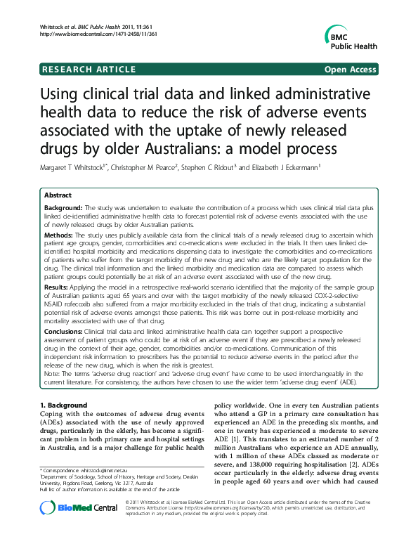 (PDF) Using clinical trial data and linked administrative health data ...