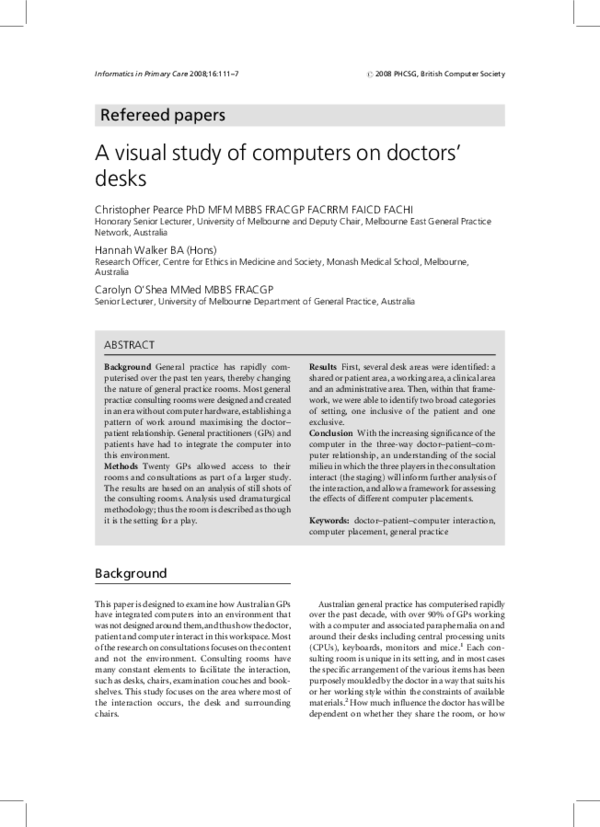(PDF) A visual study of computers on doctors' desks