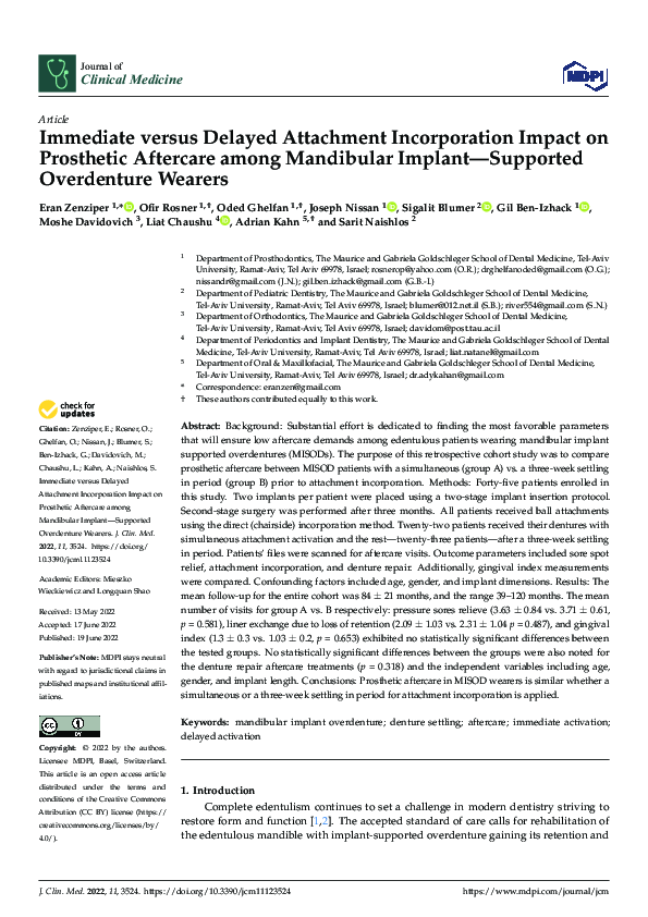 (PDF) Immediate versus Delayed Attachment Incorporation Impact on ...