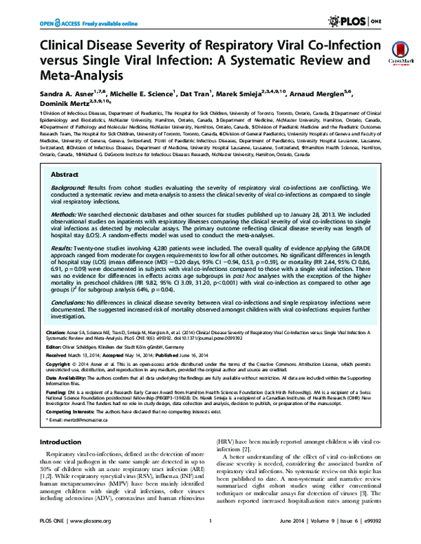 (PDF) Clinical disease severity of respiratory viral co-infection ...