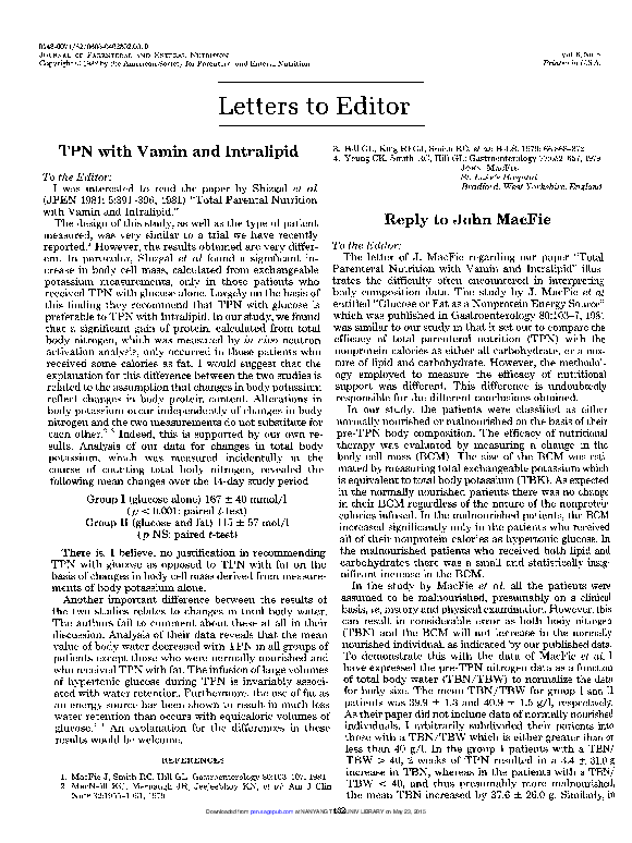 (PDF) TPN with Vamin and Intralipid