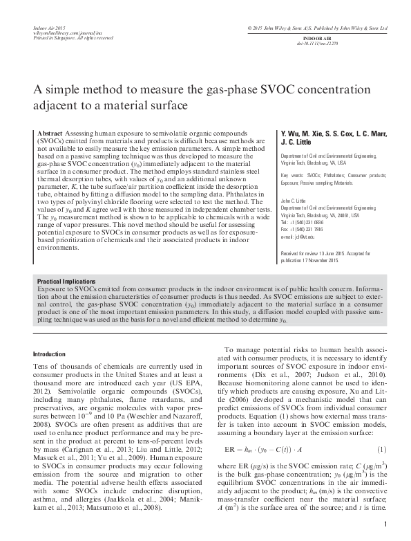 (PDF) A simple method to measure the gas-phase SVOC concentration ...