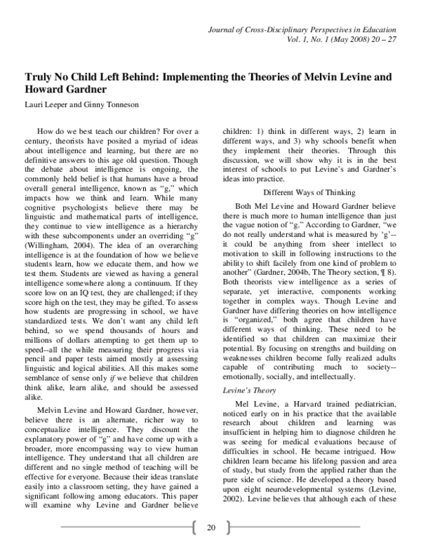 (PDF) Truly No Child Left Behind: Implementing the Theories of Melvin ...