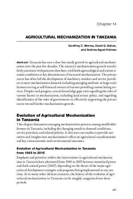 (PDF) Agricultural mechanization in Tanzania