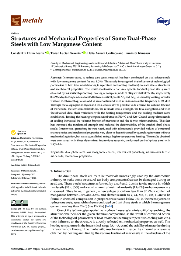 (PDF) Structures and Mechanical Properties of Some Dual-Phase Steels ...
