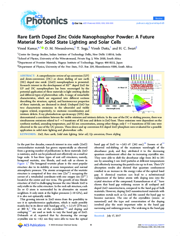 (PDF) Rare Earth Doped Zinc Oxide Nanophosphor Powder: A Future Material for Solid State ...
