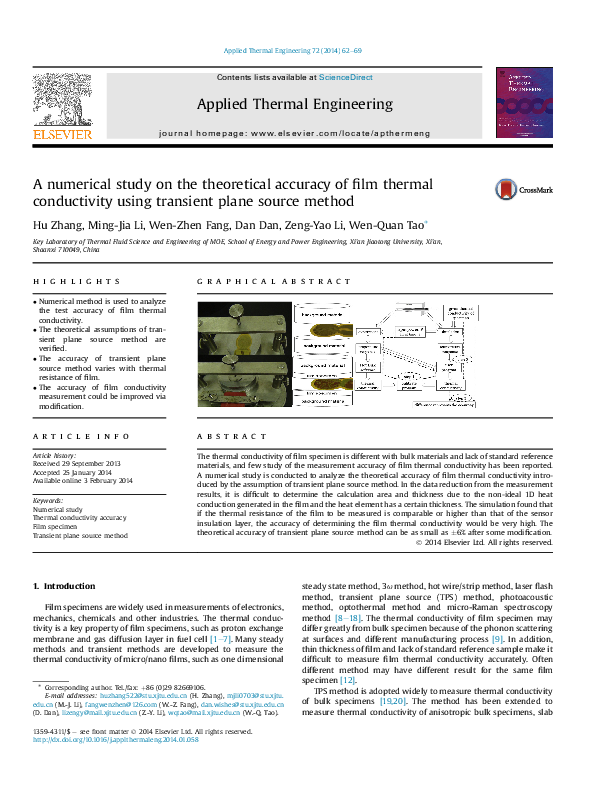 (PDF) A numerical study on the theoretical accuracy of film thermal ...