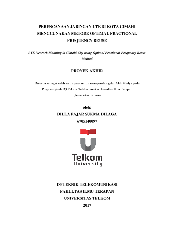 (PDF) Perencanaan Jaringan Lte DI Kota Cimahi Menggunakan Metode Optimal Fractional Frequency Reuse