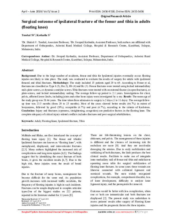 (PDF) Surgical outcome of ipsilateral fracture of the femur and tibia ...