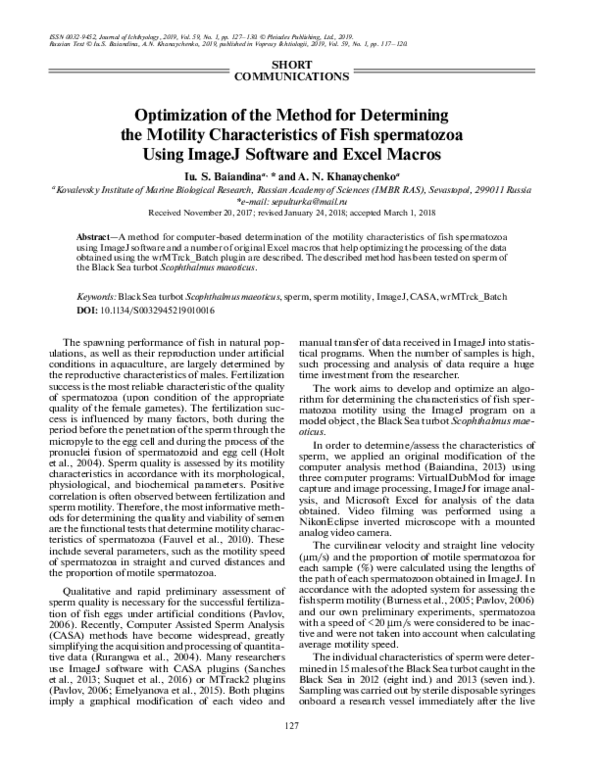 (PDF) Optimization of the Method for Determining the Motility ...