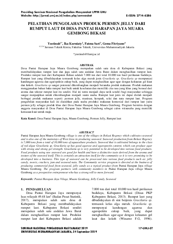 (PDF) Pelatihan Pengolahan Produk Permen Jelly Dari Rumput Laut DI Desa ...