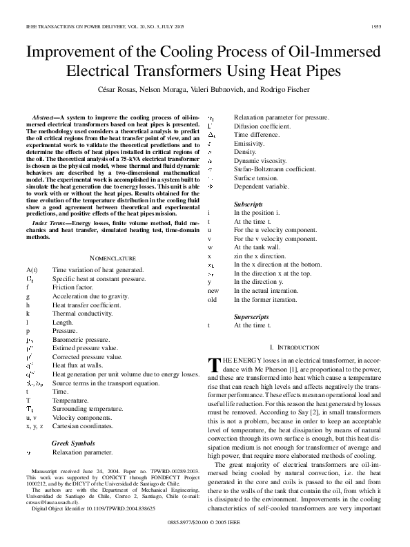 (PDF) Improvement of the Cooling Process of Oil-Immersed Electrical ...