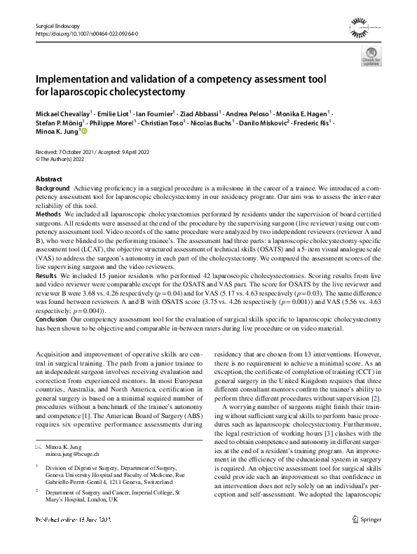 (PDF) Implementation and validation of a competency assessment tool for ...