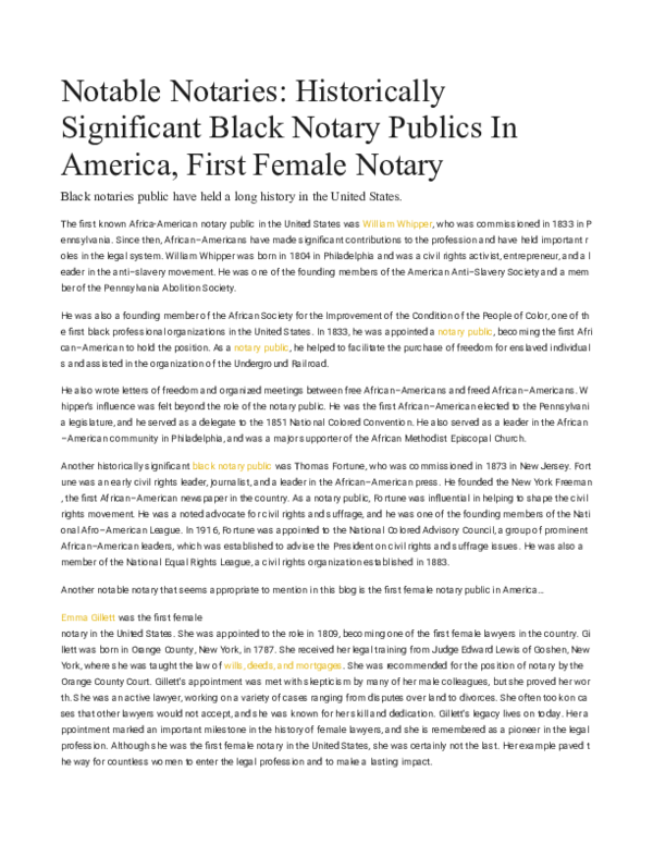 Notable Notaries: Historically Significant Black Notary Publics In ...