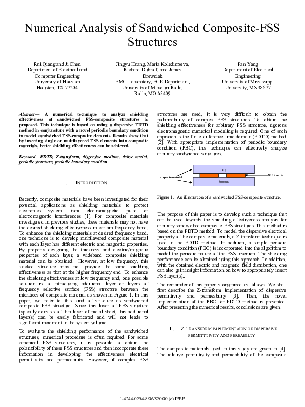 (PDF) Numerical analysis of sandwiched composite-FSS structures