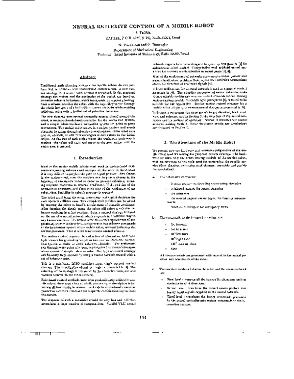 (PDF) Neural reflexive control of a mobile robot