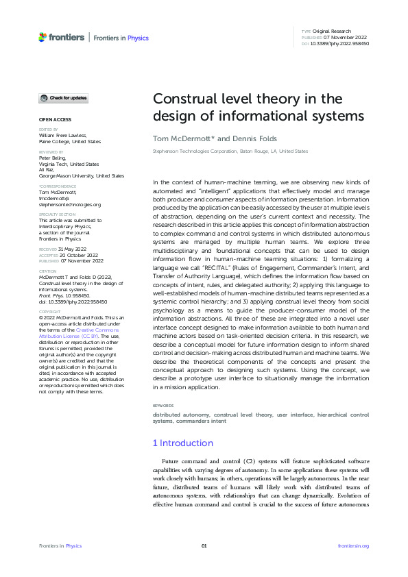 (PDF) Construal level theory in the design of informational systems