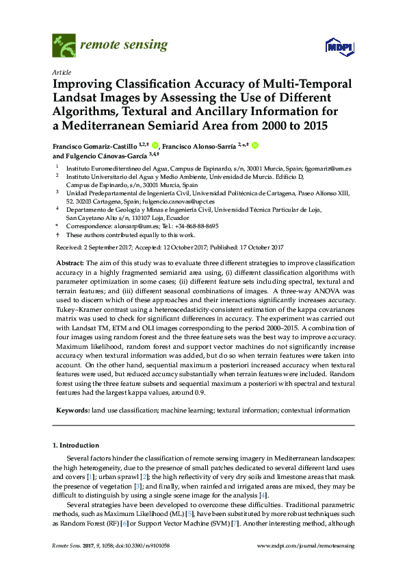 (PDF) Improving Classification Accuracy of Multi-Temporal Landsat Images by Assessing the Use of ...