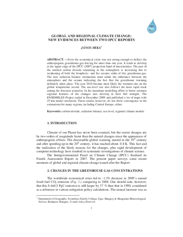 (PDF) Global and Regional Climate Change: New Evidences Between Two ...