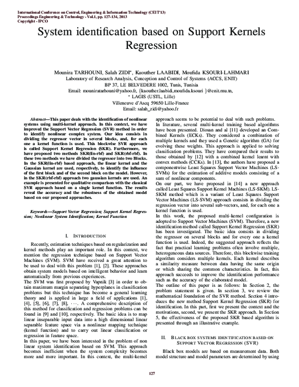 (PDF) System identification based on Support Kernels Regression