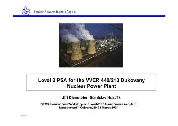 (PDF) Level 2 PSA for the VVER 440/213 Dukovany Nuclear Power Plant