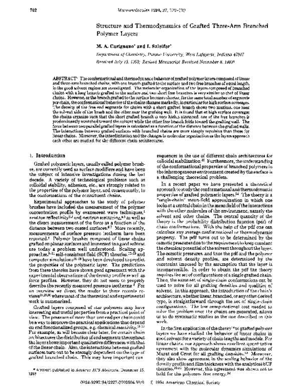 (PDF) Structure and thermodynamics of grafted three-arm branched ...