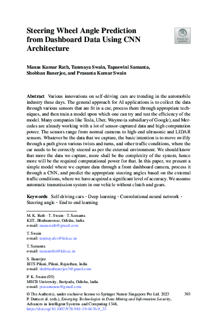 (PDF) Steering Wheel Angle Prediction from Dashboard Data Using CNN ...