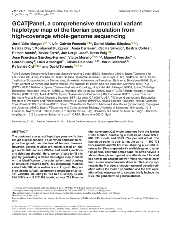 (PDF) GCAT|Panel, a comprehensive structural variant haplotype map of ...