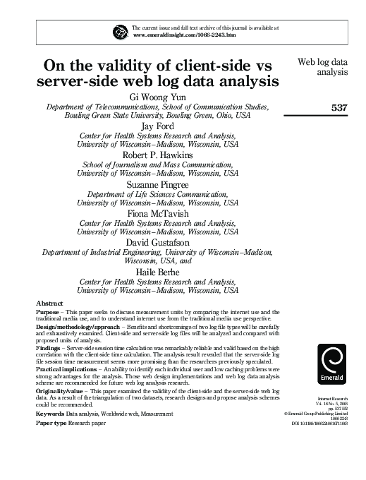 (PDF) On the validity of client‐side vs server‐side web log data ...
