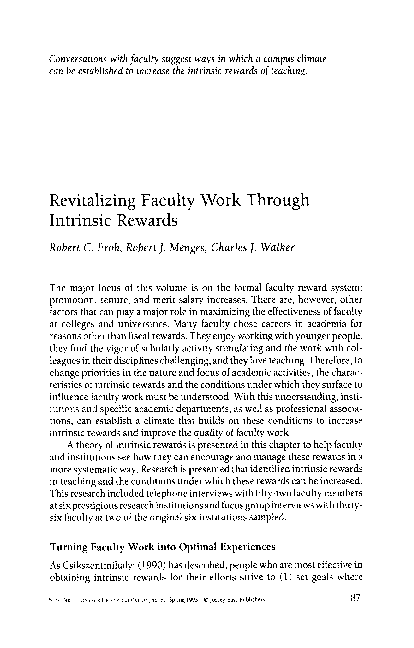 (PDF) Revitalizing faculty work through intrinsic rewards