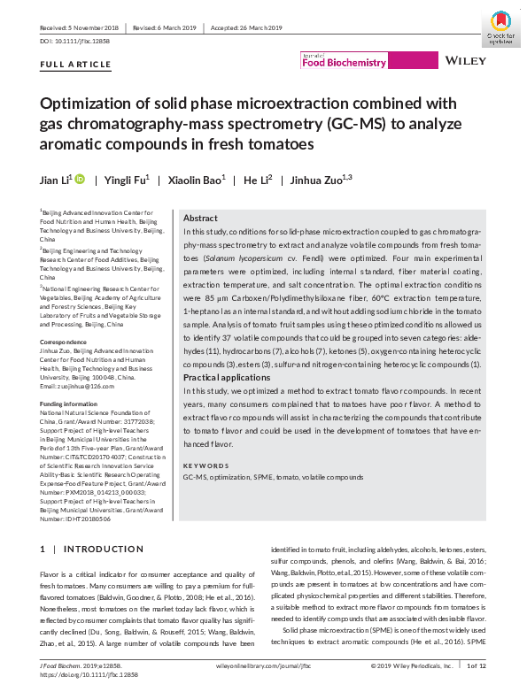 (PDF) Optimization of solid-phase microextraction conditions for determination of phenols
