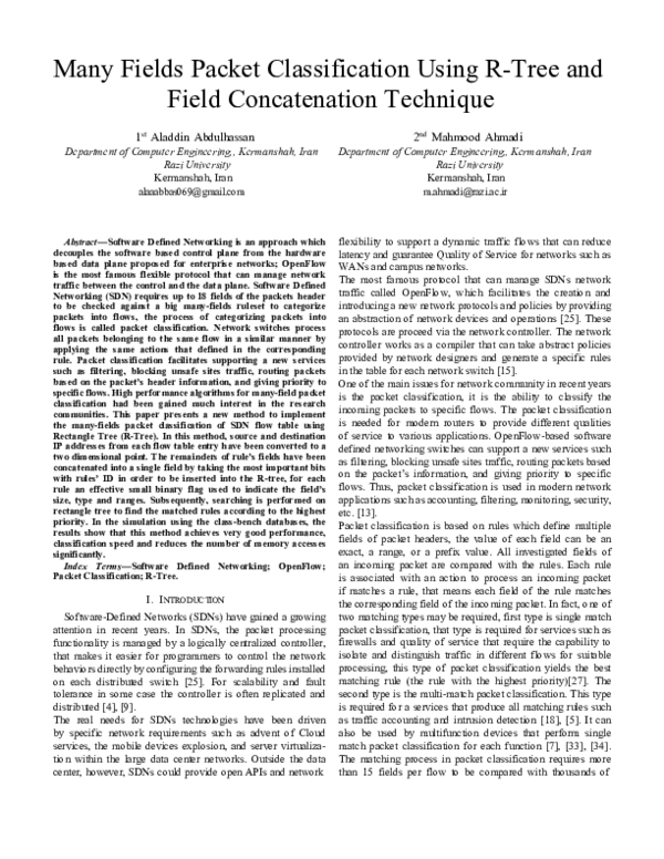 (PDF) Many-fields Packet Classification Using R-Tree and Field ...