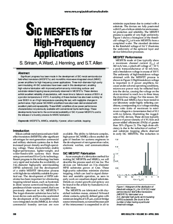 (PDF) SiC MESFETs for High-Frequency Applications