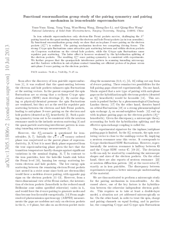 (PDF) Functional renormalization group study of pairing symmetry and ...