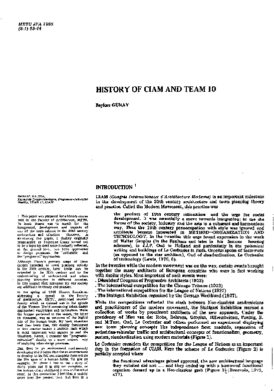 (PDF) History Of CIAM And Team 10