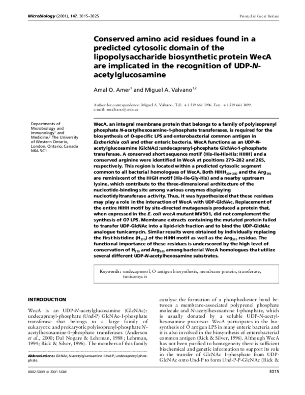 (PDF) Conserved amino acid residues found in a predicted cytosolic ...