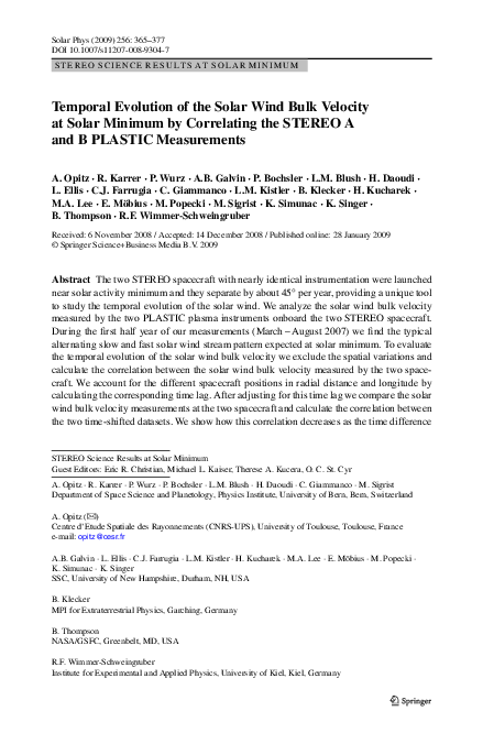 (PDF) Temporal Evolution of the Solar Wind Bulk Velocity at Solar ...