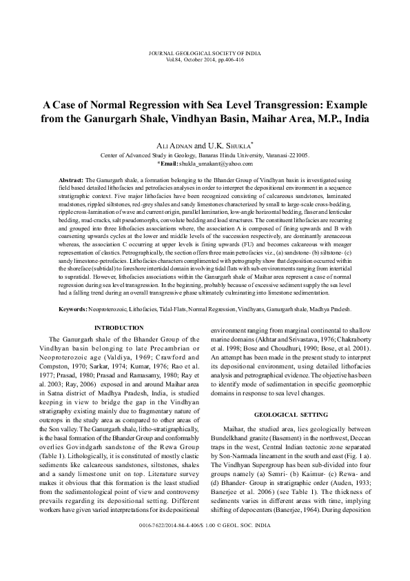 (PDF) A case of normal regression with sea level transgression: Example ...