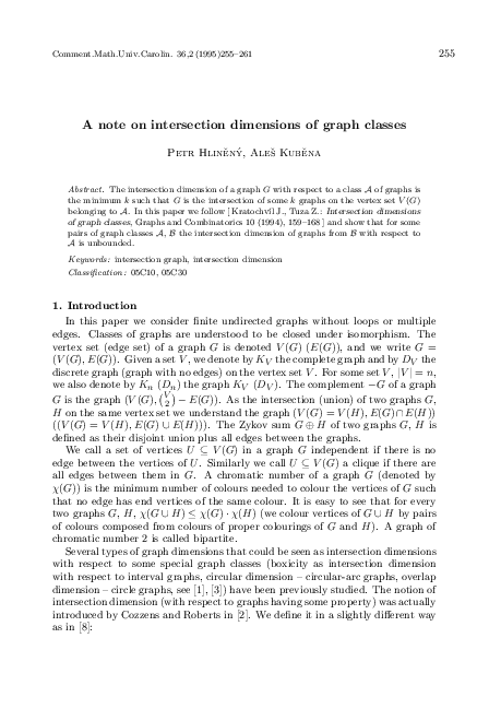 (PDF) A note on intersection dimensions of graph classes