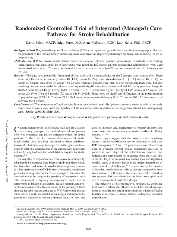 (PDF) Pathway for Stroke Rehabilitation