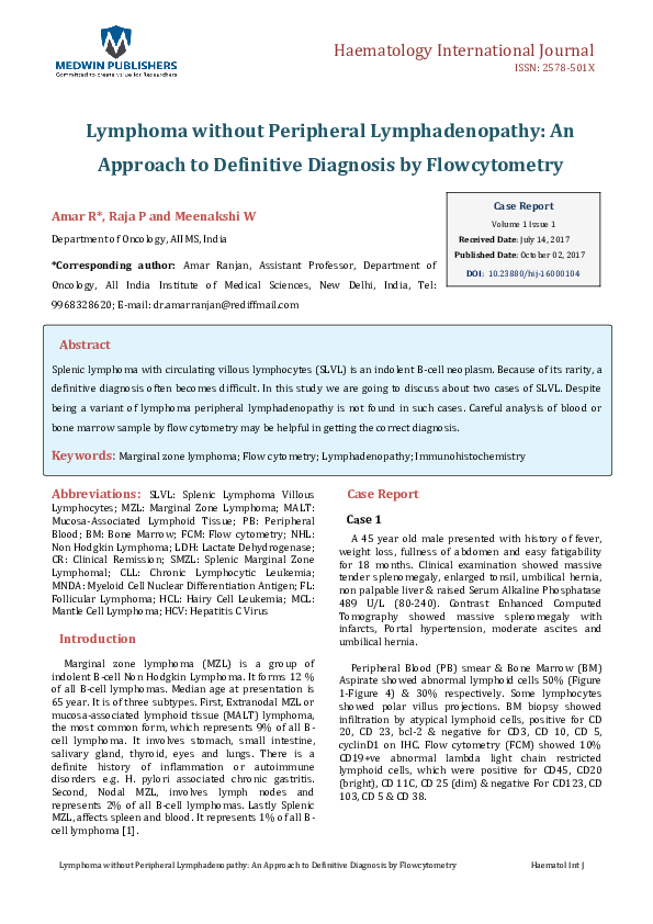(PDF) Lymphoma without Peripheral Lymphadenopathy: An Approach to ...
