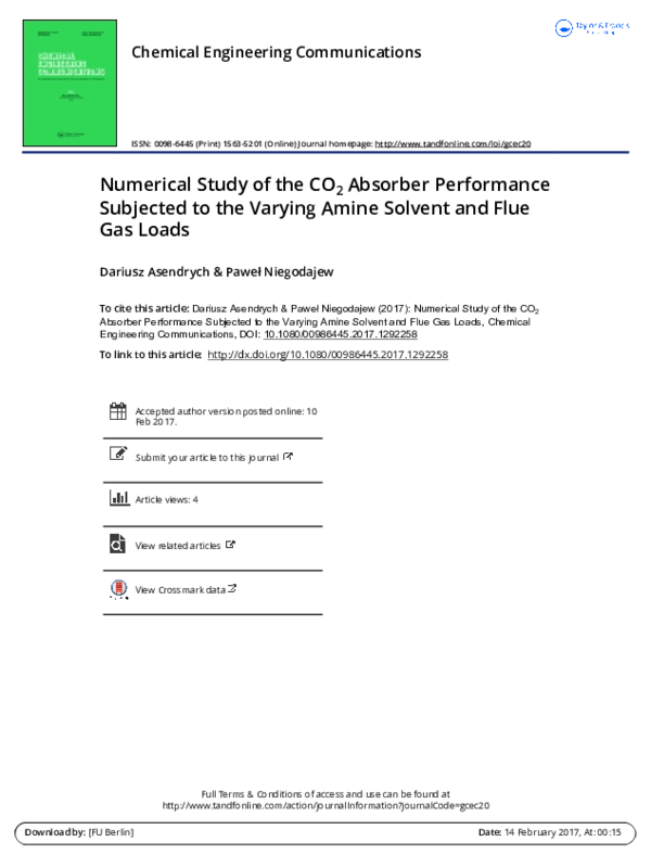 (PDF) Numerical Study of the CO2 Absorber Performance Subjected to the ...