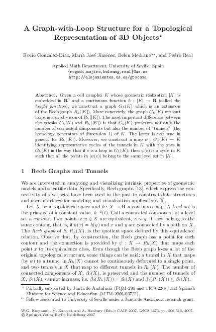 Pdf A Graph With Loop Structure For A Topological Representation Of 3d Objects