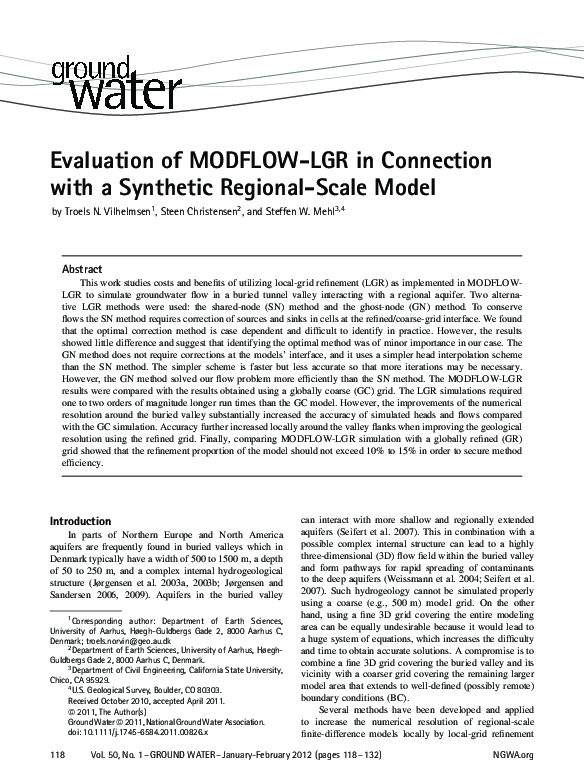 (PDF) Evaluation of MODFLOW-LGR in Connection with a Synthetic Regional-Scale Model