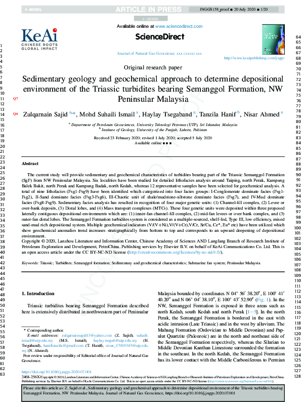 (PDF) Sedimentary geology and geochemical approach to determine ...