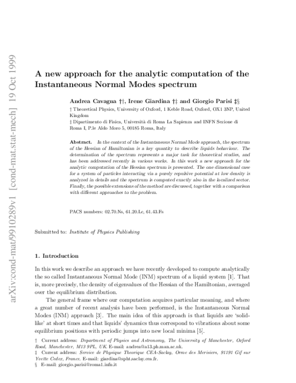 Pdf A New Approach For The Analytic Computation Of The Instantaneous