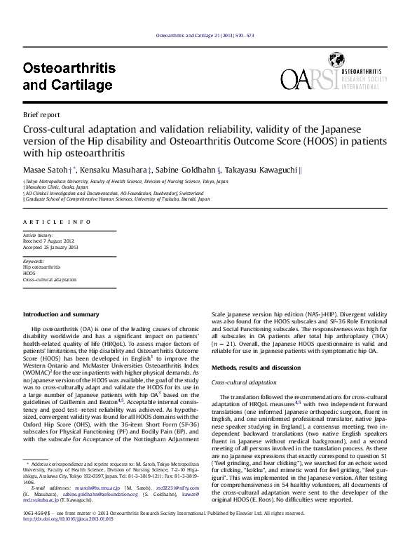 (PDF) Cross-cultural adaptation and validation reliability, validity of ...