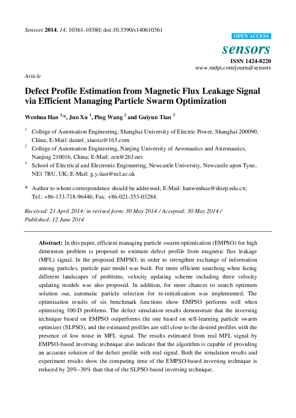 (PDF) Defect profile estimation from magnetic flux leakage signal via efficient managing ...